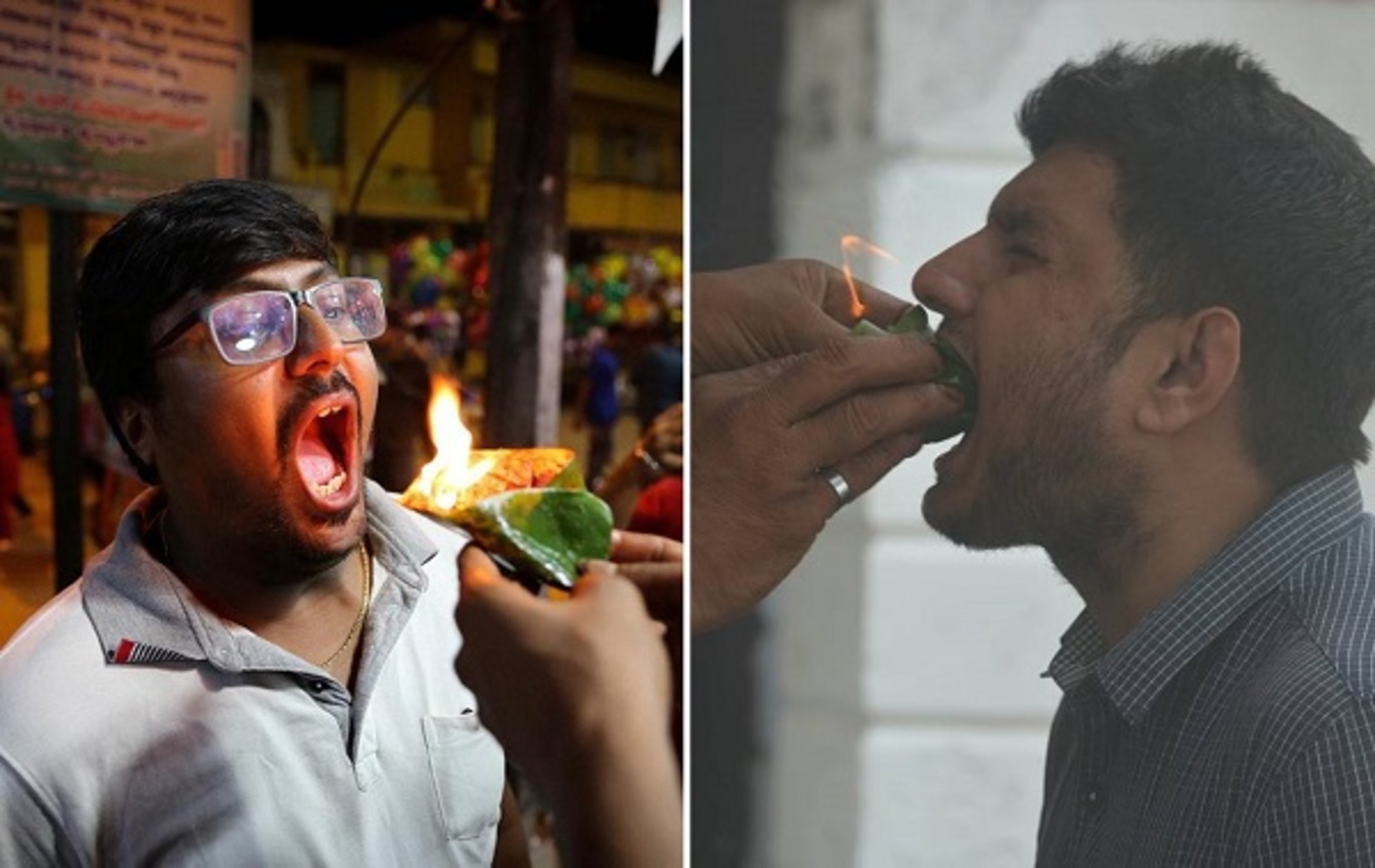 This Indian Street Food Seller Shoves Snacks that Are Literally on Fire ...
