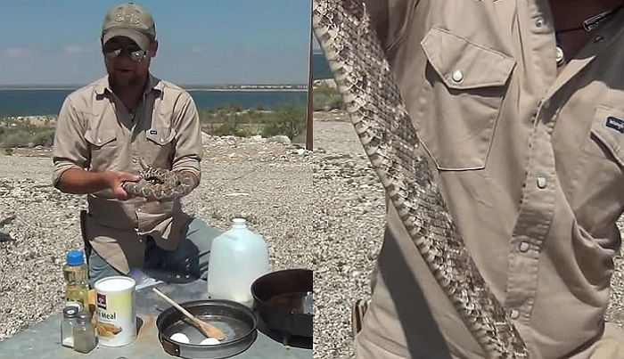 자신의 목숨 위협한 ‘맹독 방울뱀’ 생포해 ‘먹방’(?) 찍으며 복수한 남성 - 인사이트